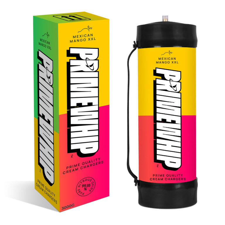 PrimeWhip Food-Grade Cream Charger - XXL 3000G Mexican Mango - Quality Gas